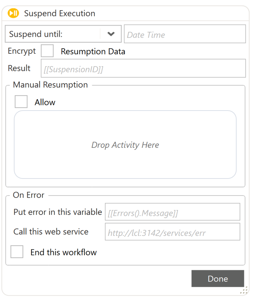 Suspend Execution Tool – Warewolf Knowledge Base